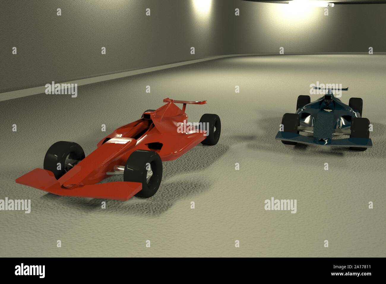 Racing car on the road, 3d rendering Stock Photo - Alamy