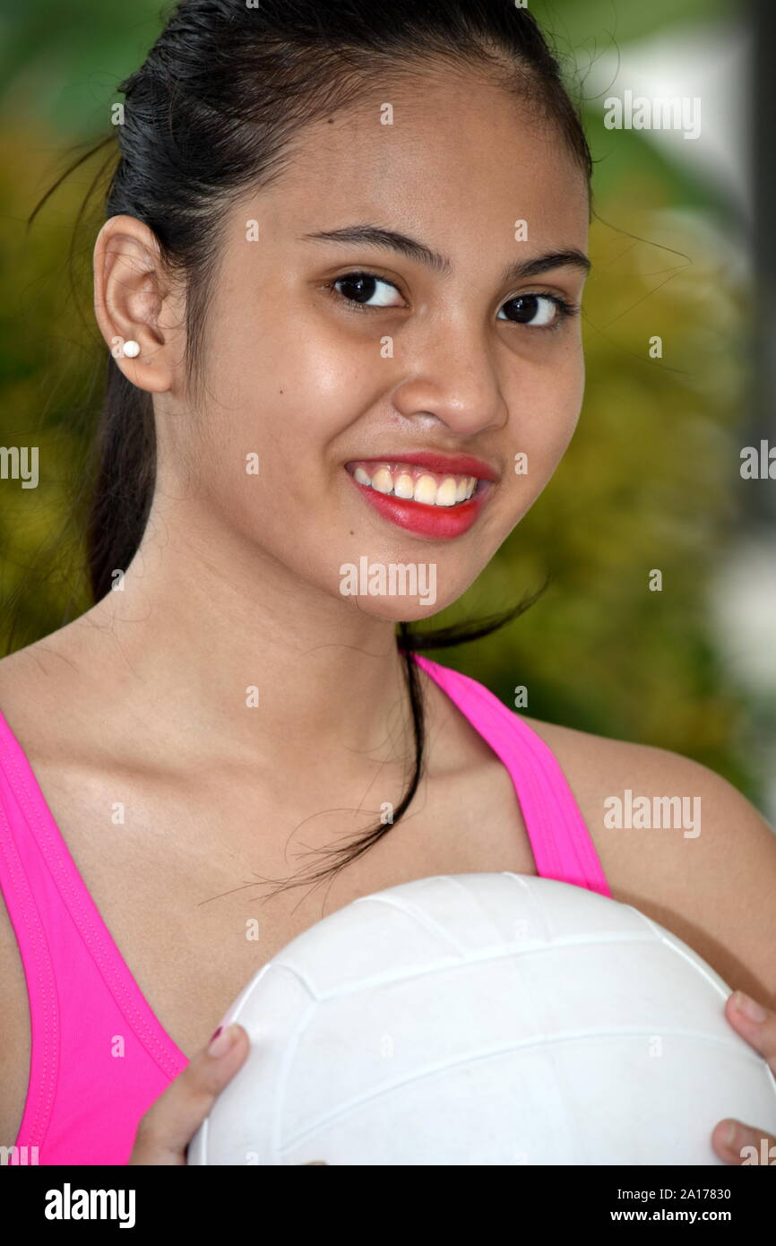 A Smiling Fit Female Athlete Stock Photo - Alamy