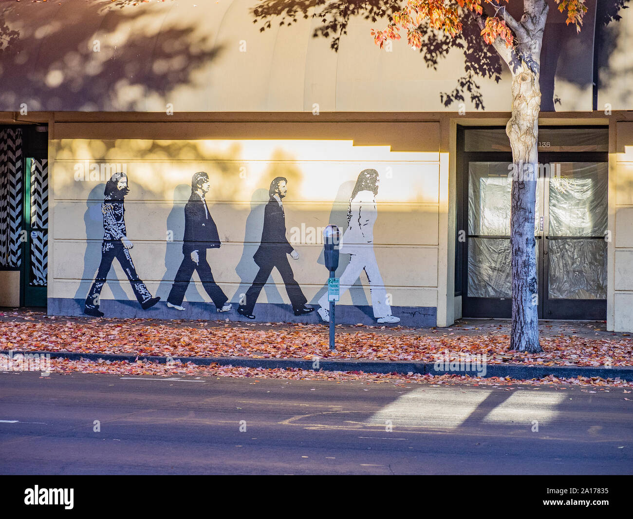 A Beatles mural that resembles the image on the cover of their Abbey ...