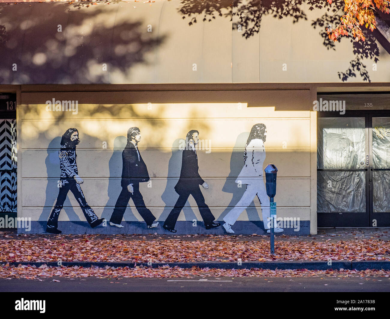 A Beatles mural that resembles the image on the cover of their Abbey ...