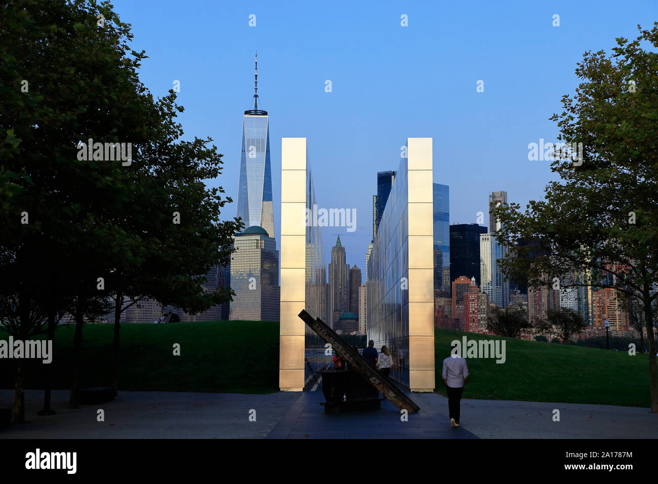 The Empty Sky, New Jersey September 11 Memorial with One World Trade Center in the background ...