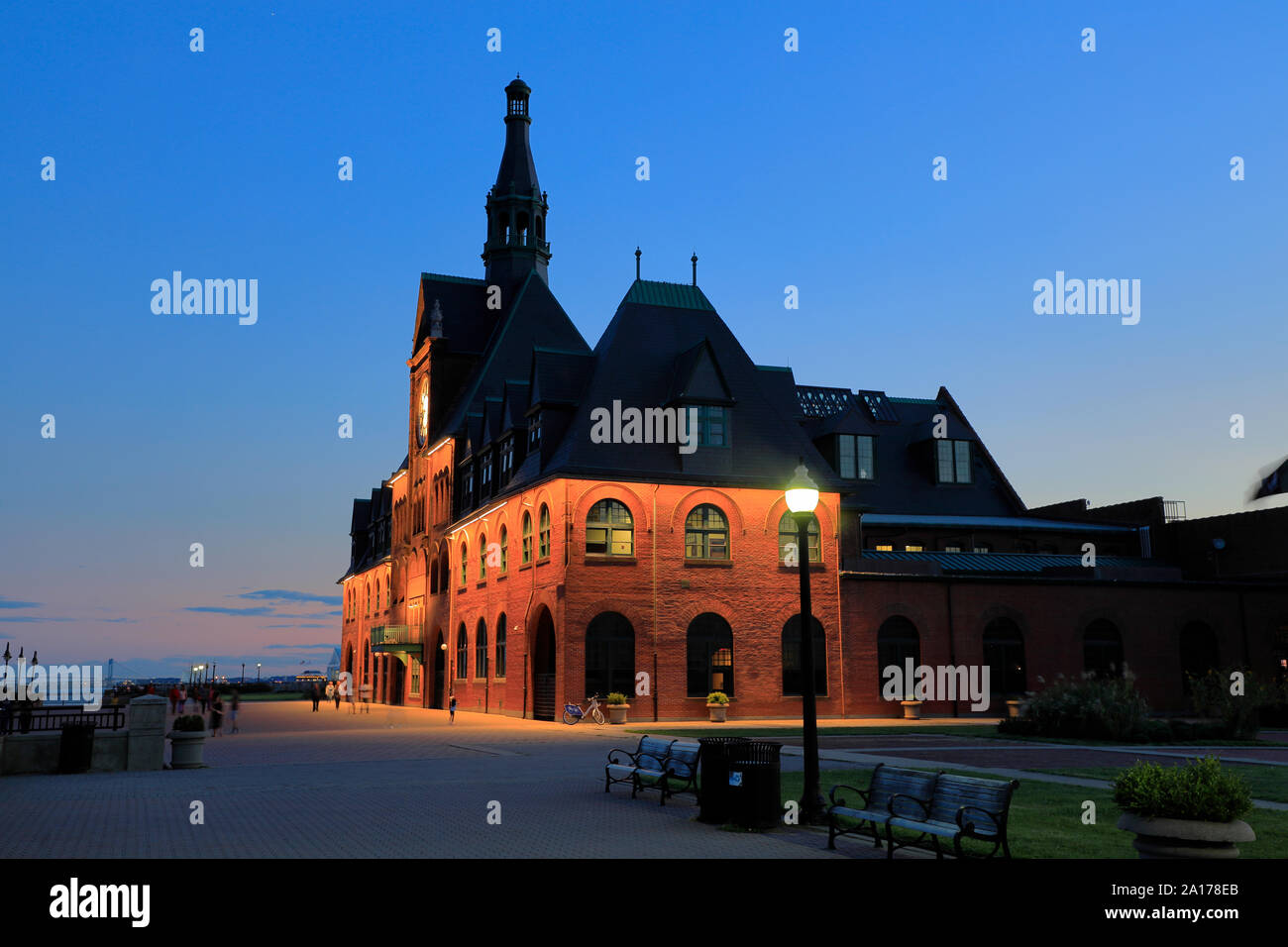 The night view of the historical Central Railroad of New Jersey ...