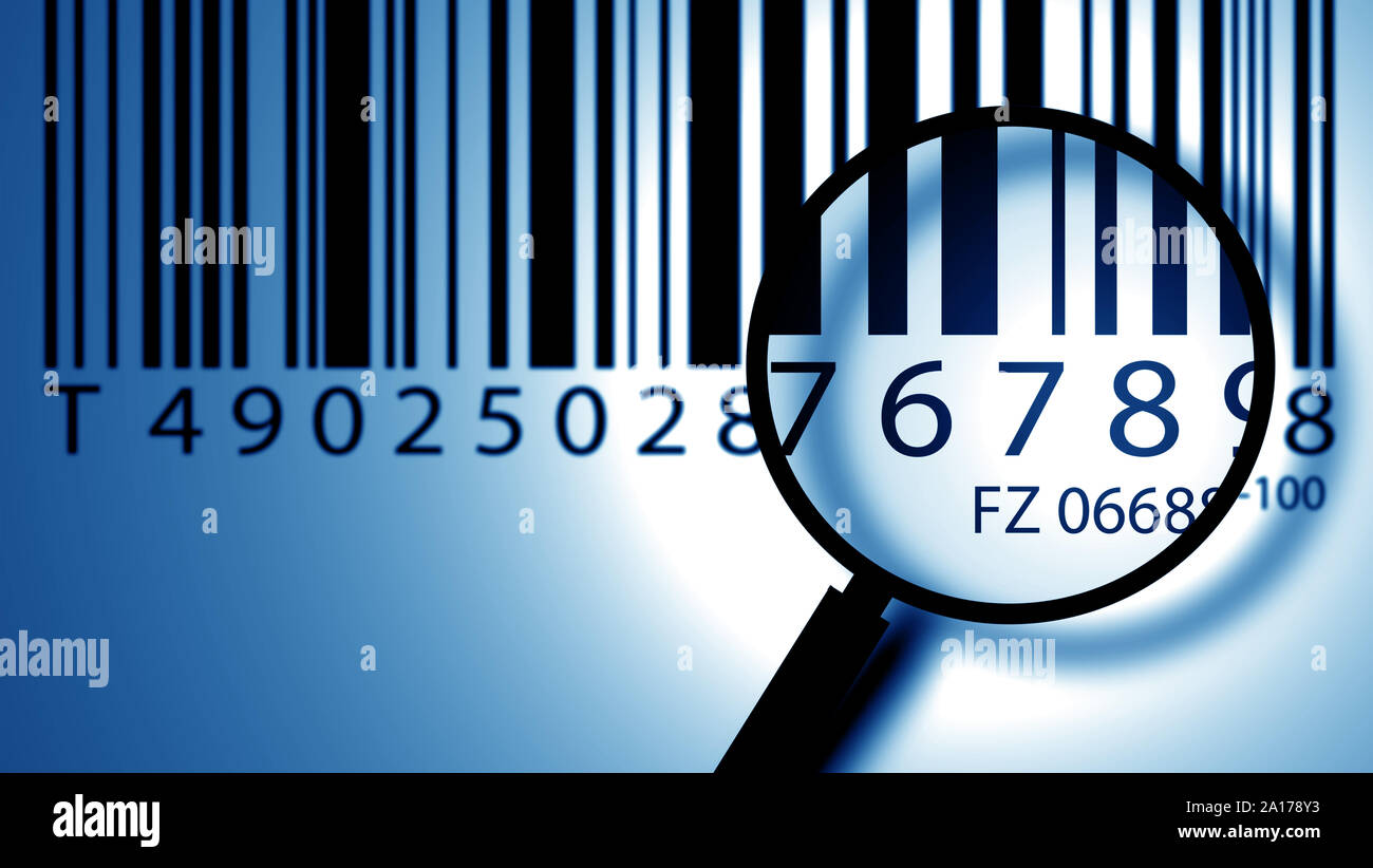 Bar code label with lens Stock Photo - Alamy