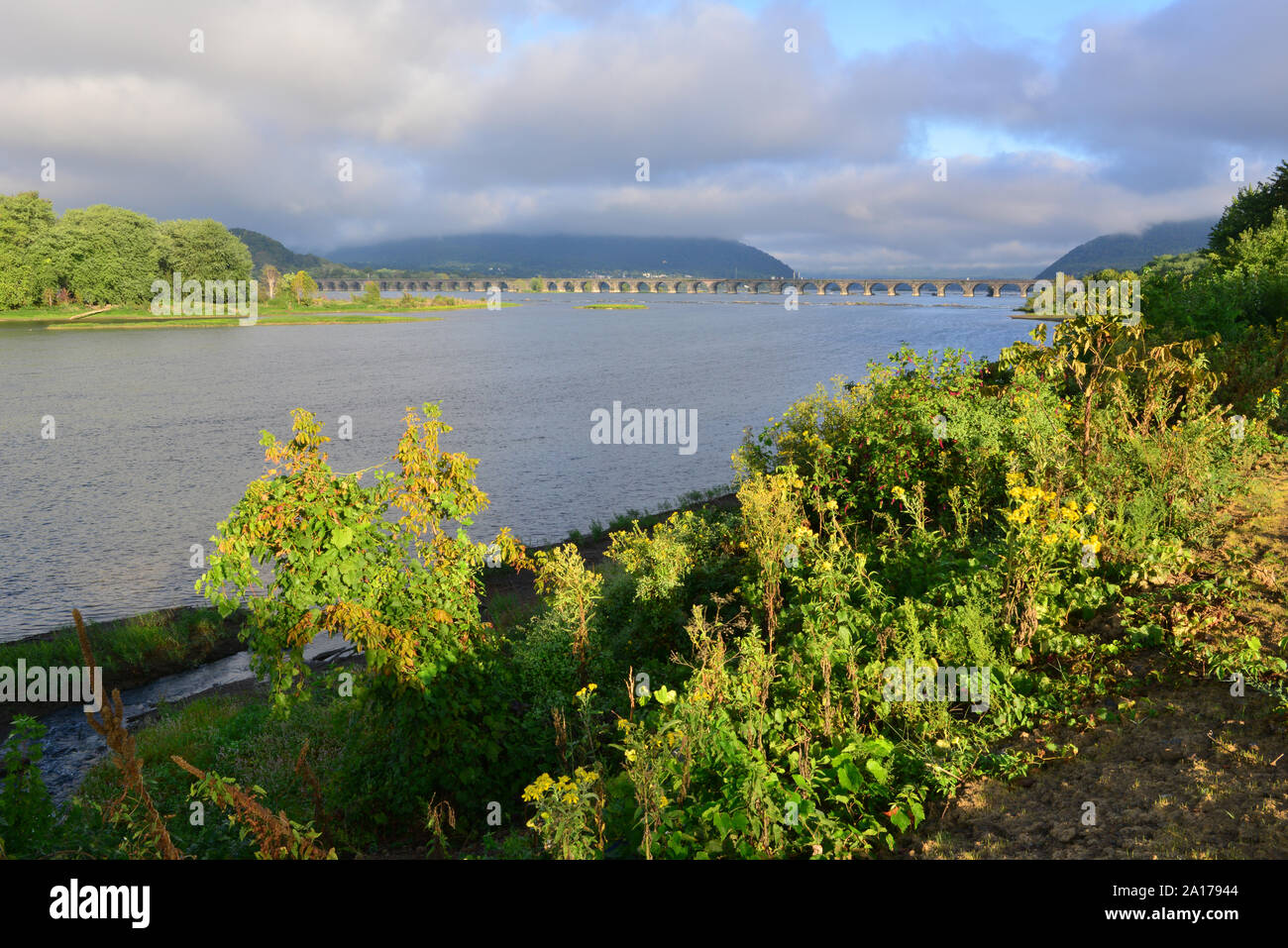 Railroad bridge going over the Susquehanna river in Harrisburg ...