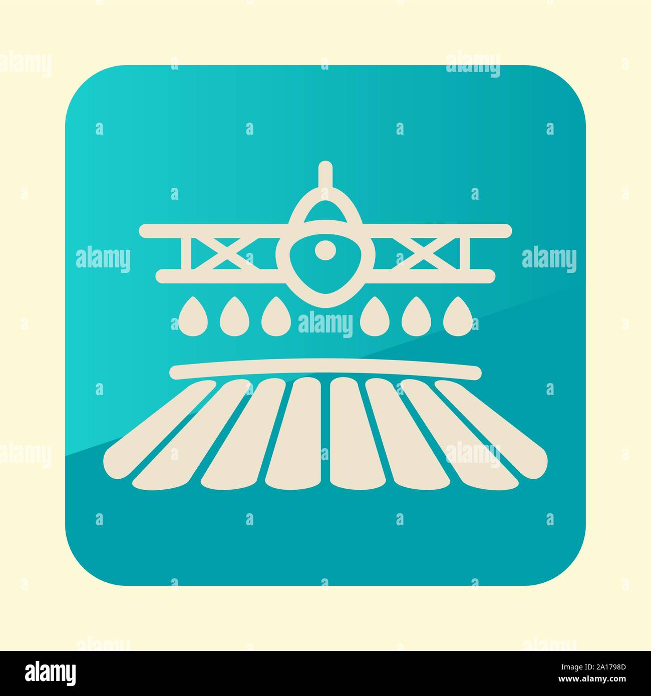 Crop duster airplane spraying a farm field icon. Agriculture sign ...