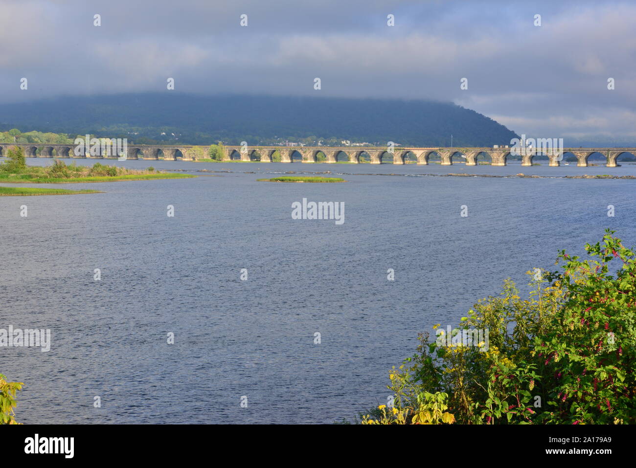 Railroad bridge going over the Susquehanna river in Harrisburg ...