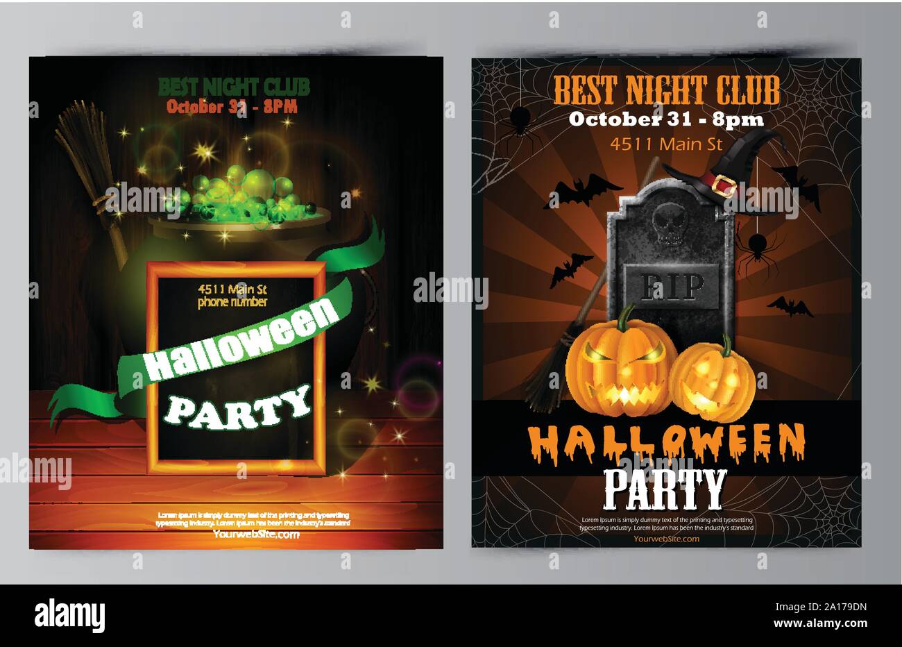 Halloween party flyer with pumpkins Stock Vector Image & Art - Alamy