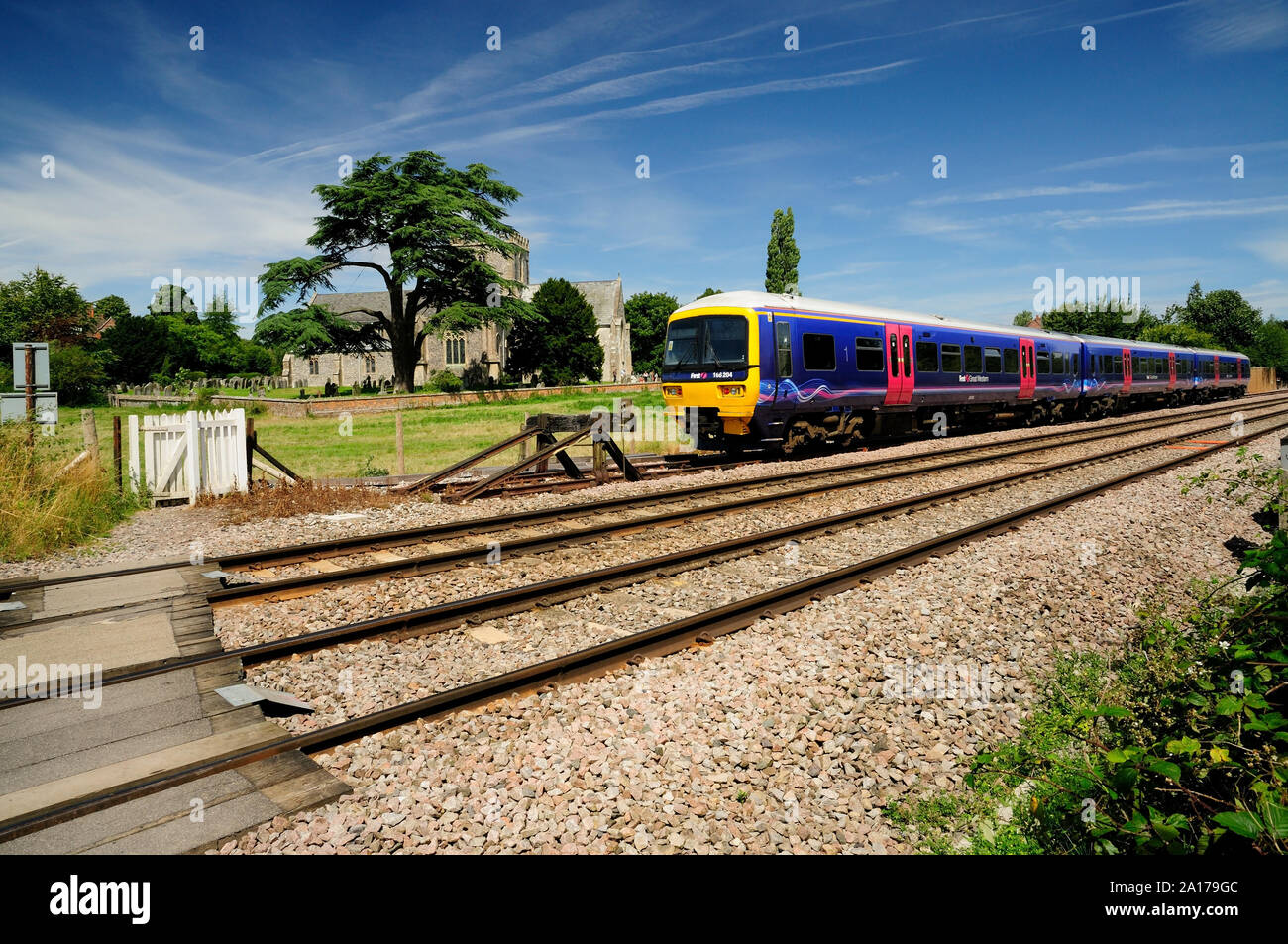 Railway train line church hi-res stock photography and images - Alamy