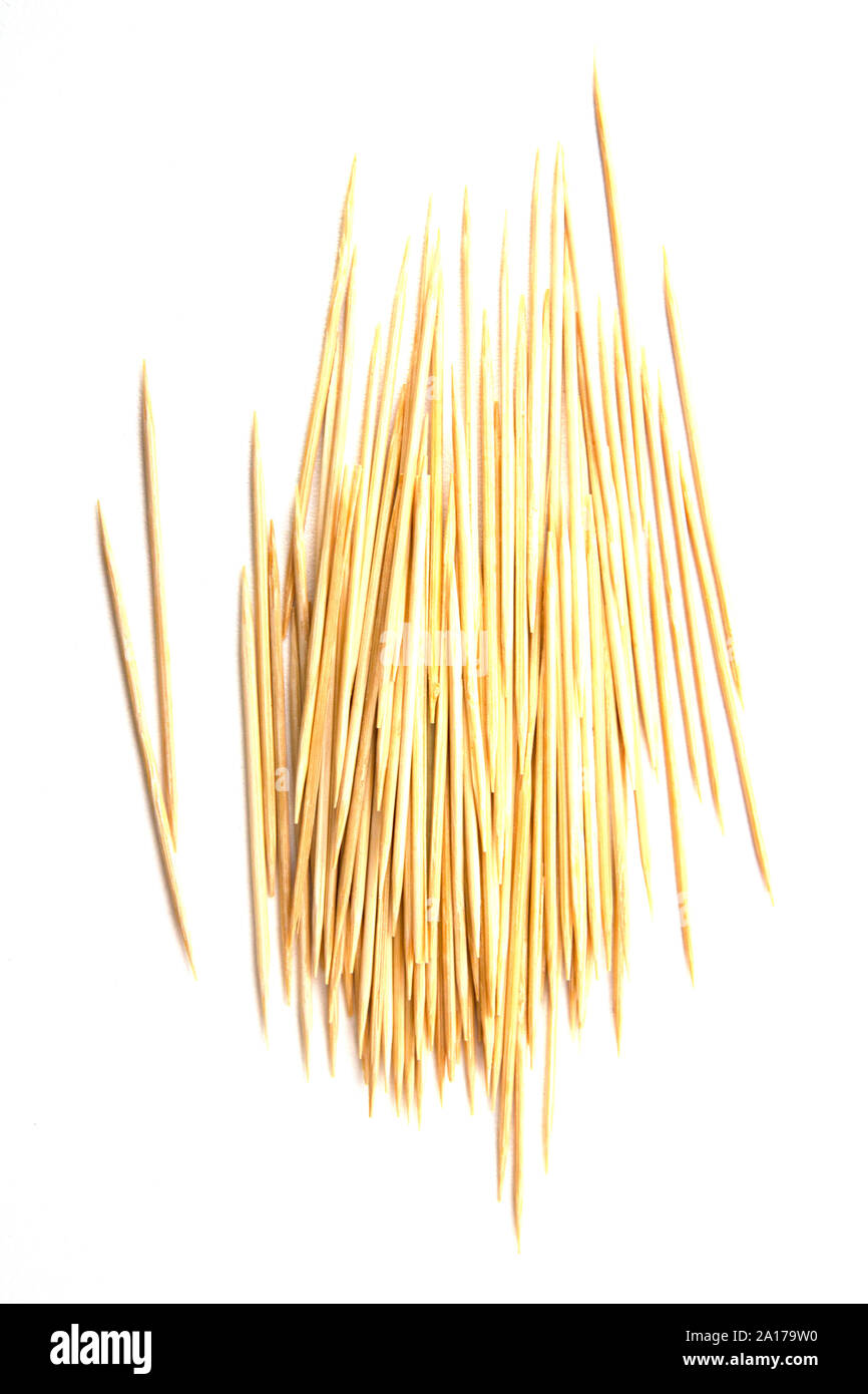 Toothpicks isolated on white background. Tooth picks spilling out of ...