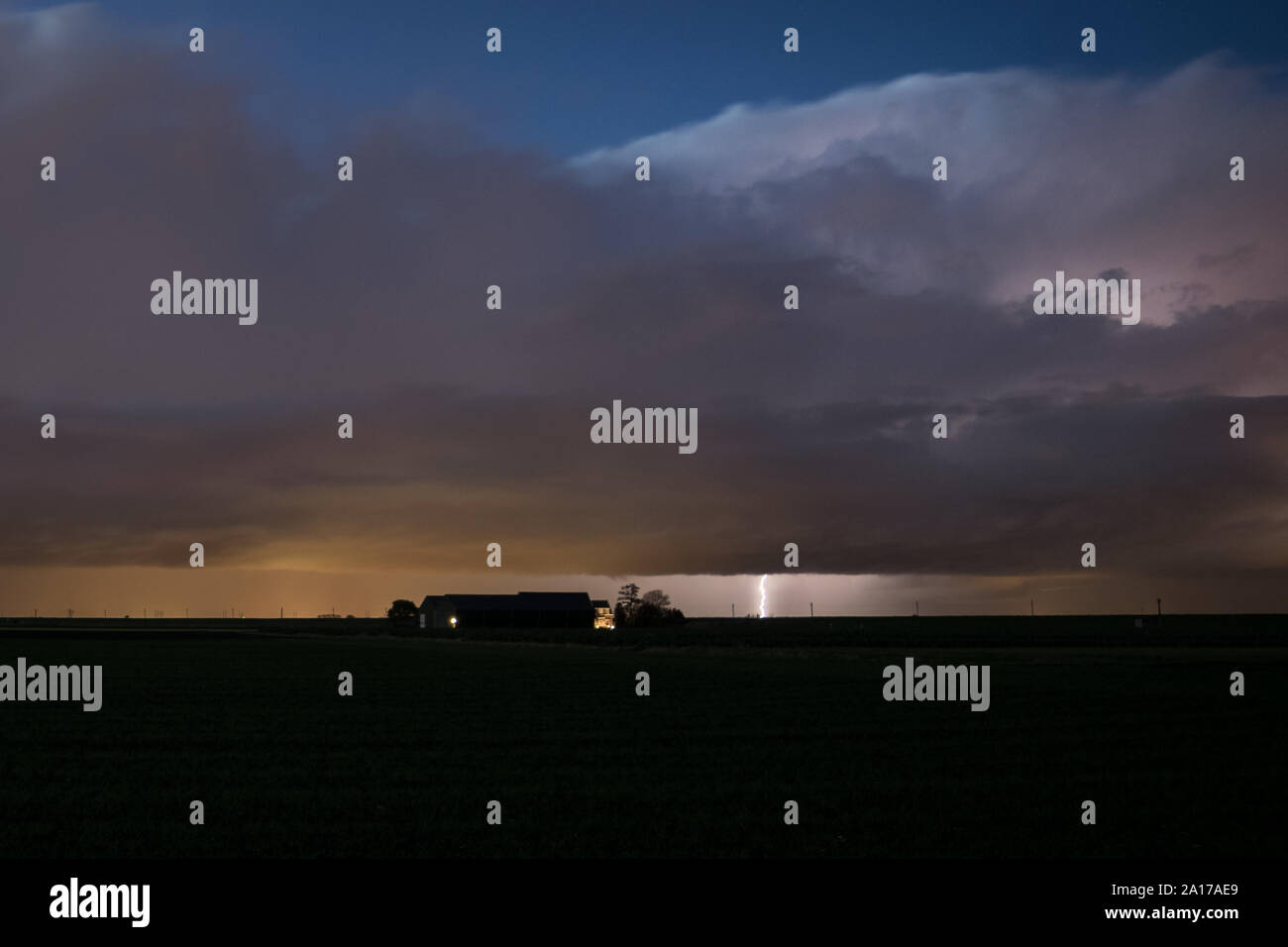 Cloud to ground lightning from an autumn thunderstorm in The ...
