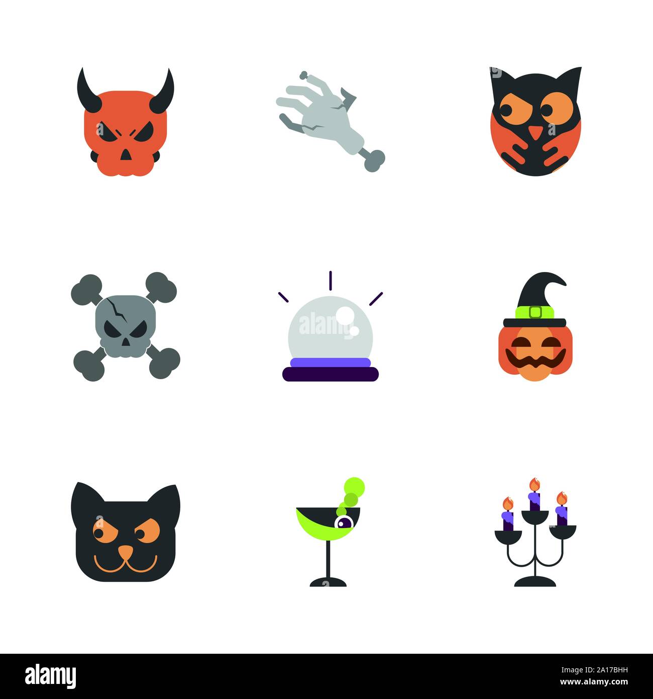 set of icons trick or treat happy halloween vector illustration Stock ...