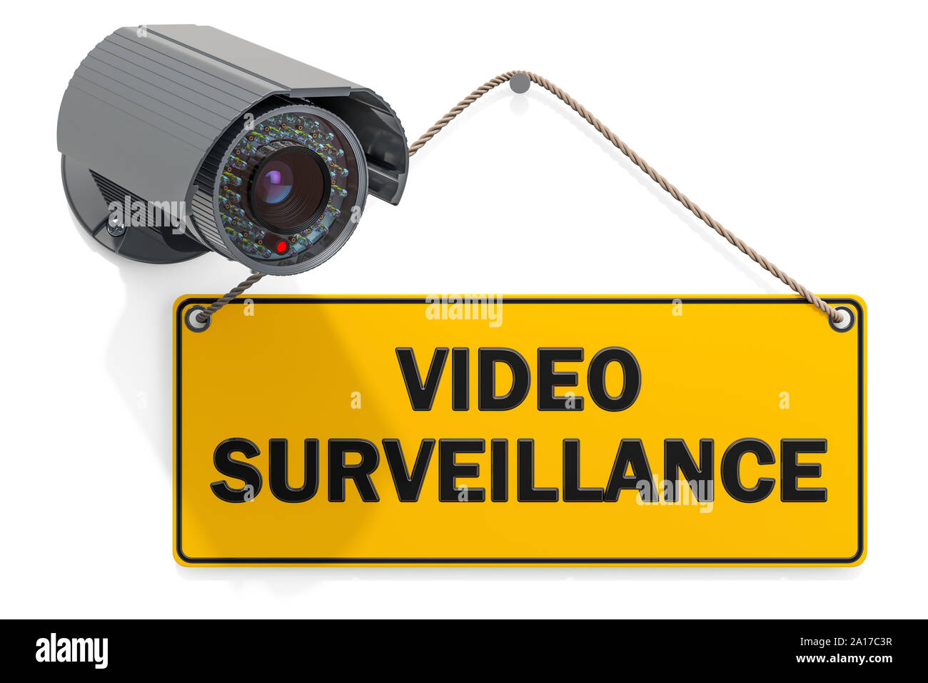 Security surveillance camera and handing sign with text video ...