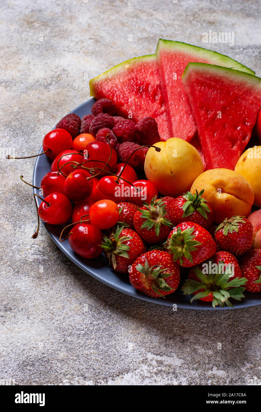 Different summer fruits and berries Stock Photo - Alamy