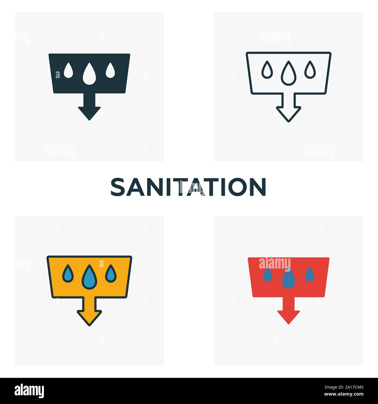 Sanitation icon set. Four elements in diferent styles from community ...