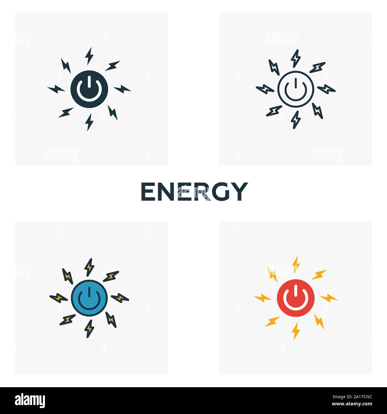 Energy icon set. Four elements in diferent styles from community icons ...