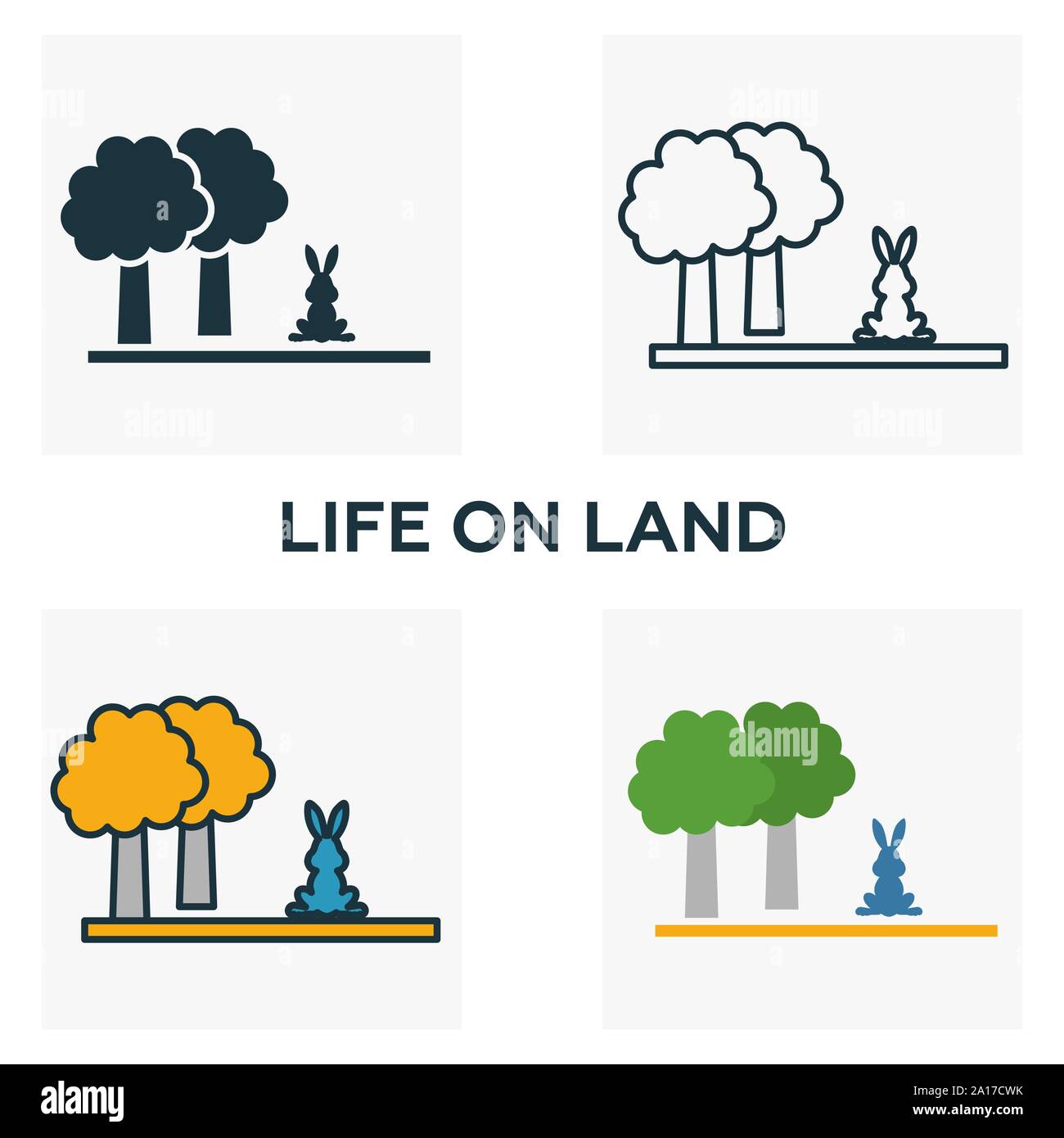 Life On Land icon set. Four elements in diferent styles from community ...