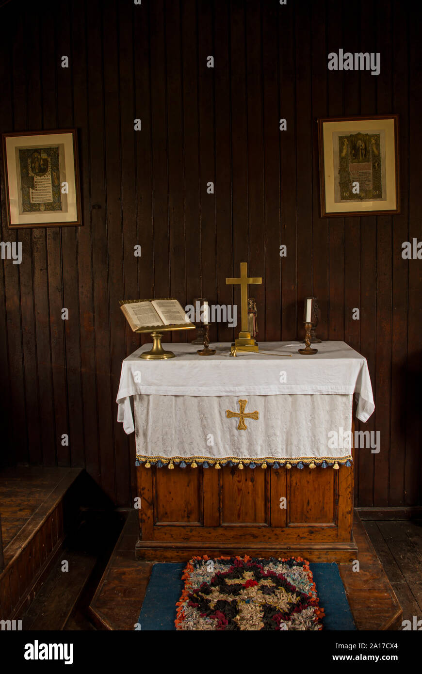 Inside of an old wooden church (portrait Stock Photo - Alamy