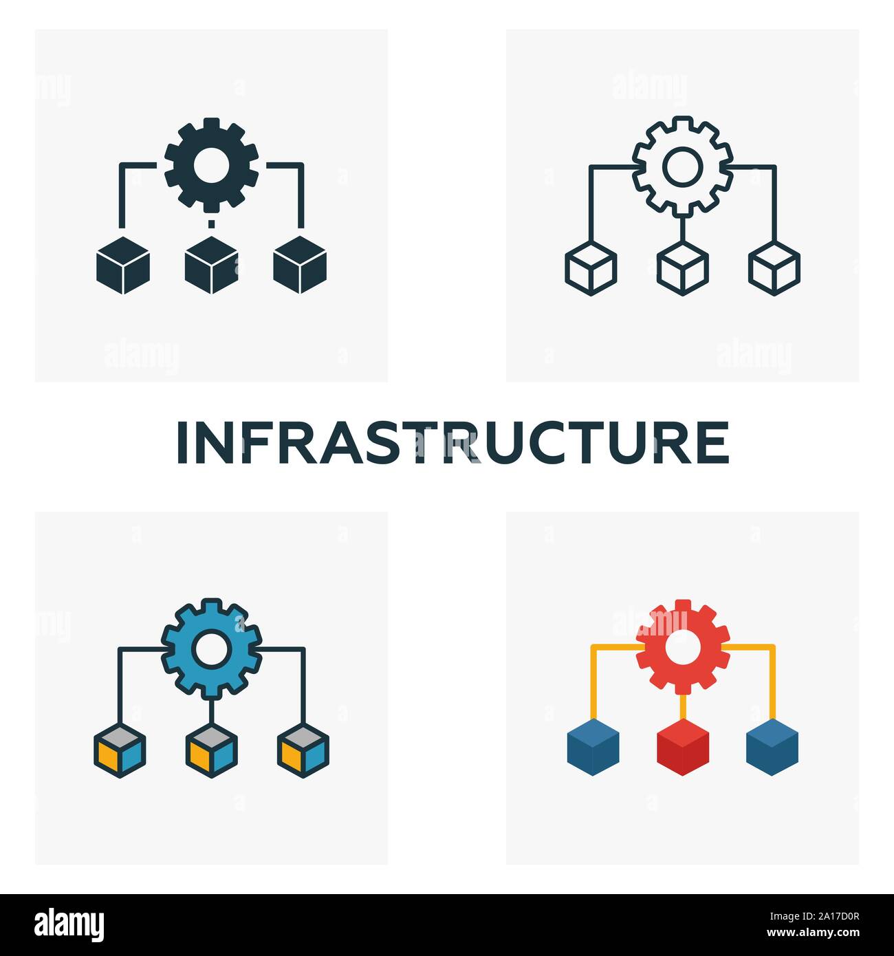 Infrastructure icon set. Four elements in diferent styles from ...