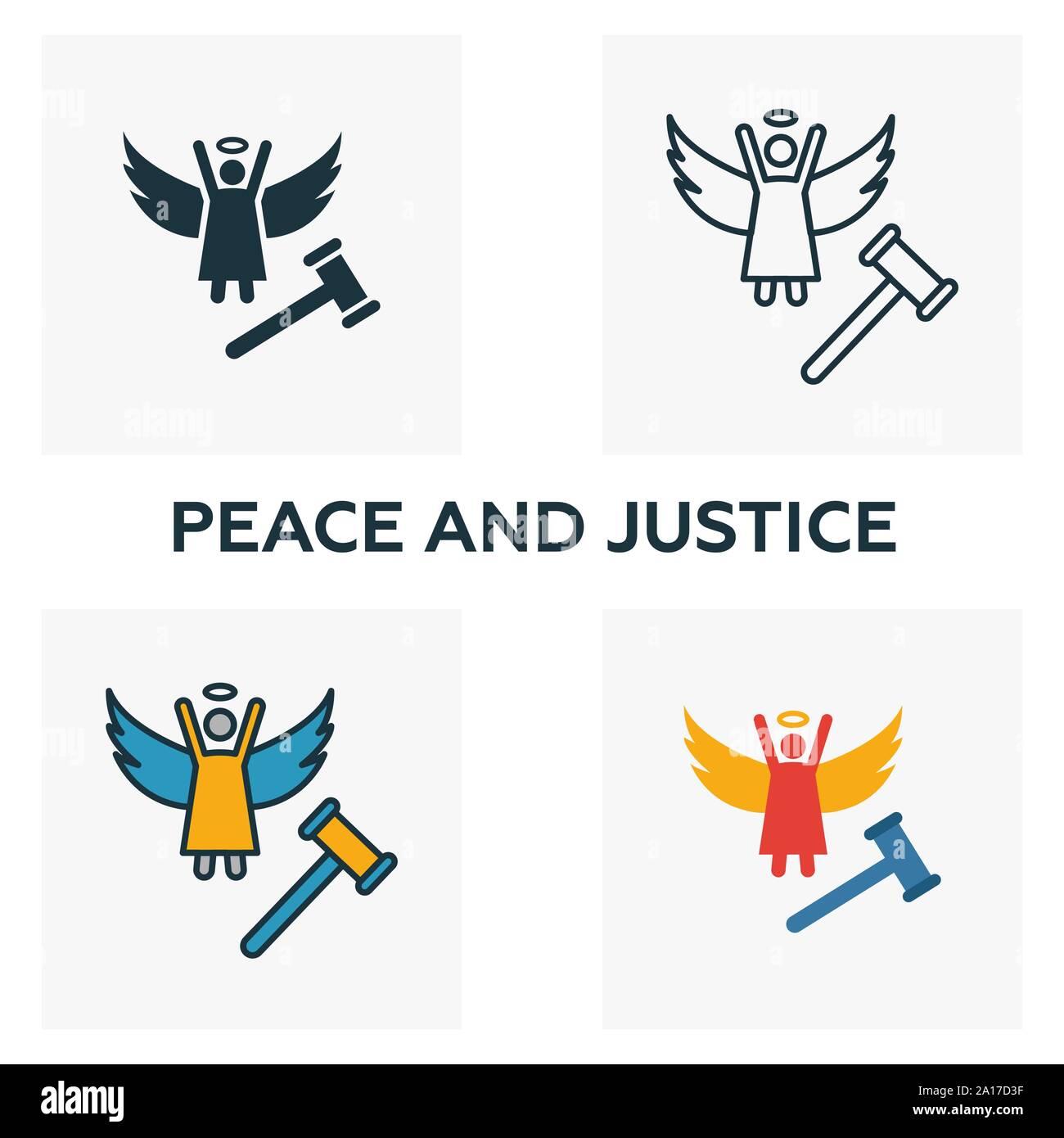 Peace And Justice icon set. Four elements in diferent styles from ...