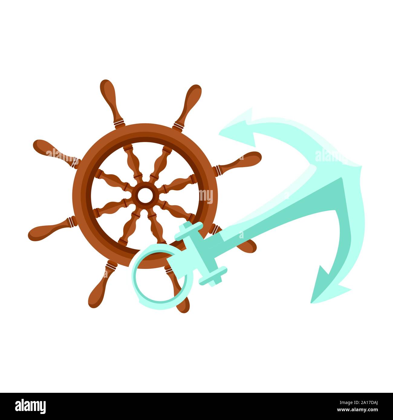 marine navigation helm with anchor Stock Vector Image & Art - Alamy