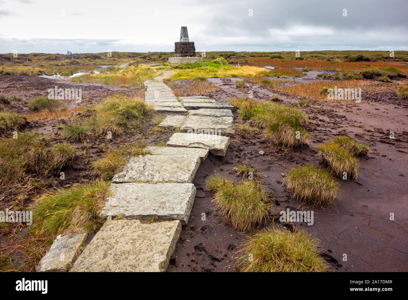 The trig point on the top of The Cheviot in Northumberland UK Stock ...