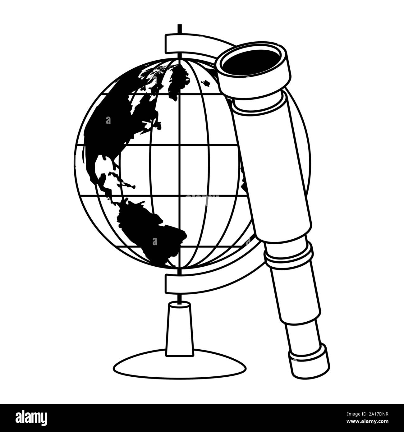 retro world map and telescope navigation Stock Vector Image & Art - Alamy