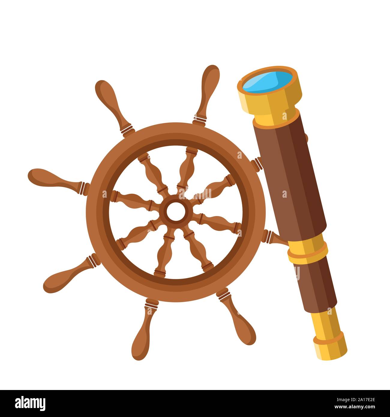 marine navigation helm and telescope Stock Vector Image & Art - Alamy