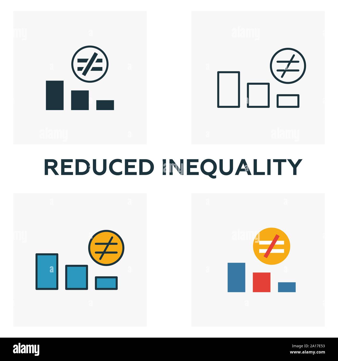 Reduced Inequality icon set. Four elements in diferent styles from ...