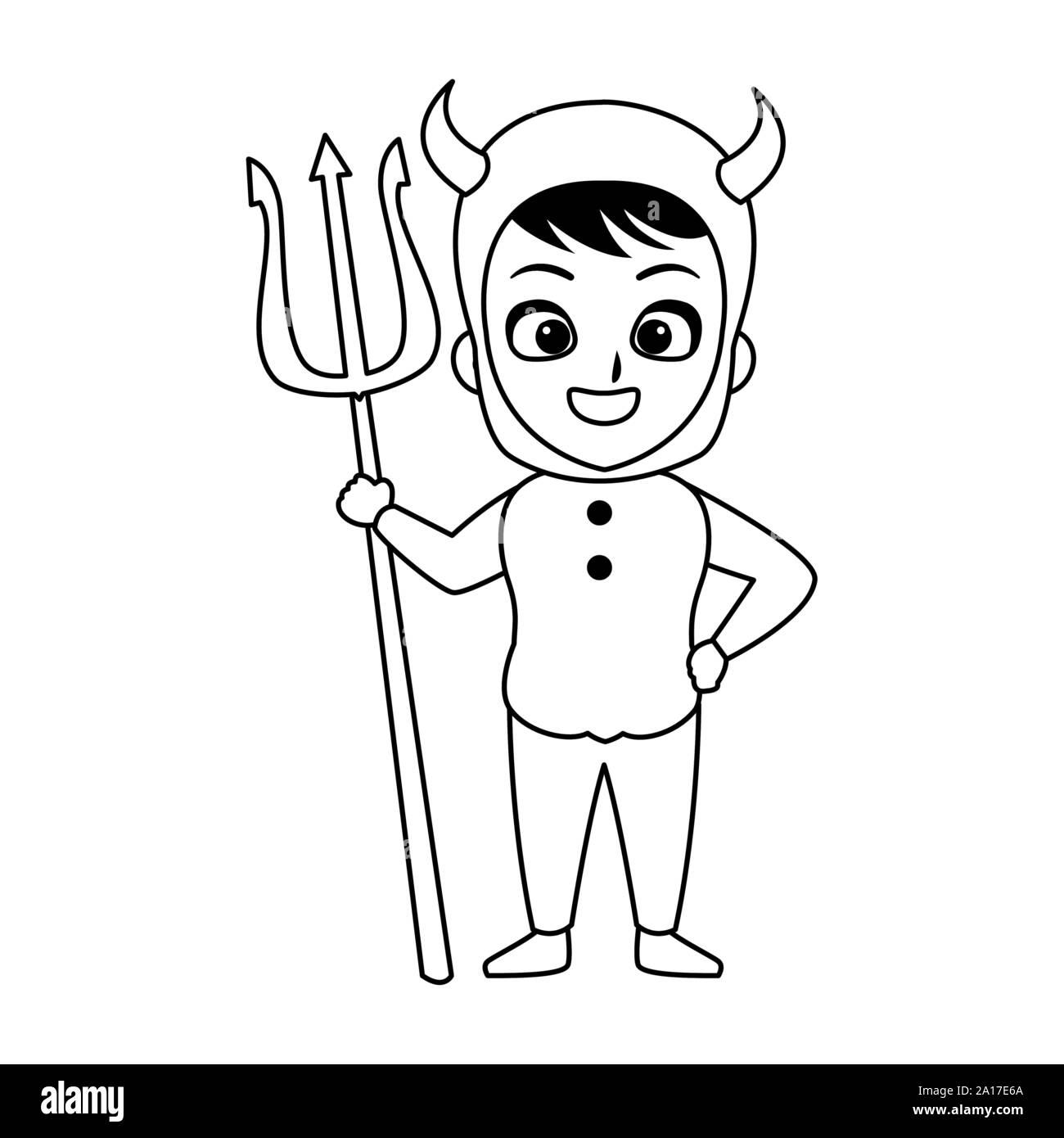 little boy with devil costume character Stock Vector Image & Art - Alamy
