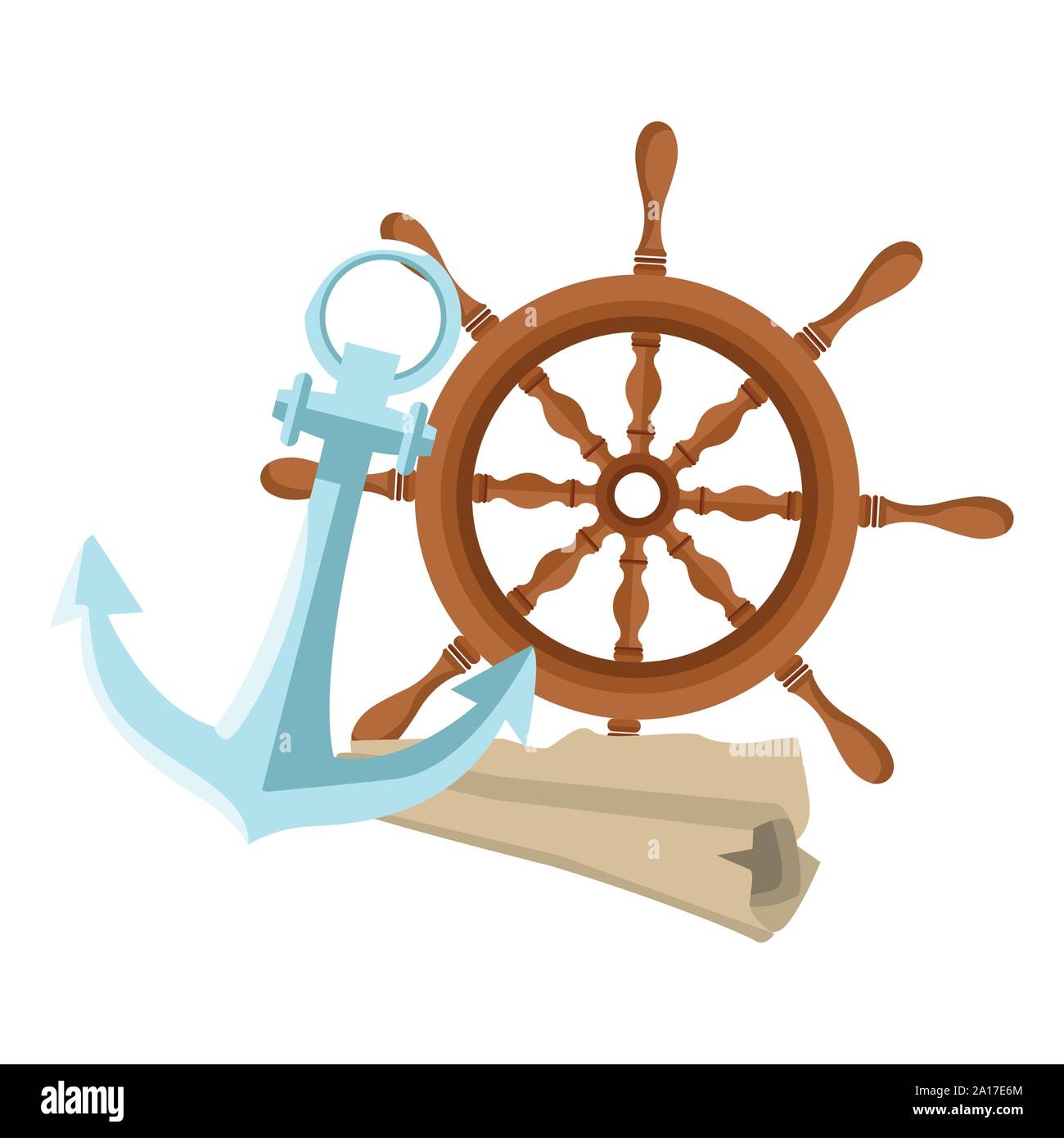 marine navigation helm with anchor Stock Vector Image & Art - Alamy