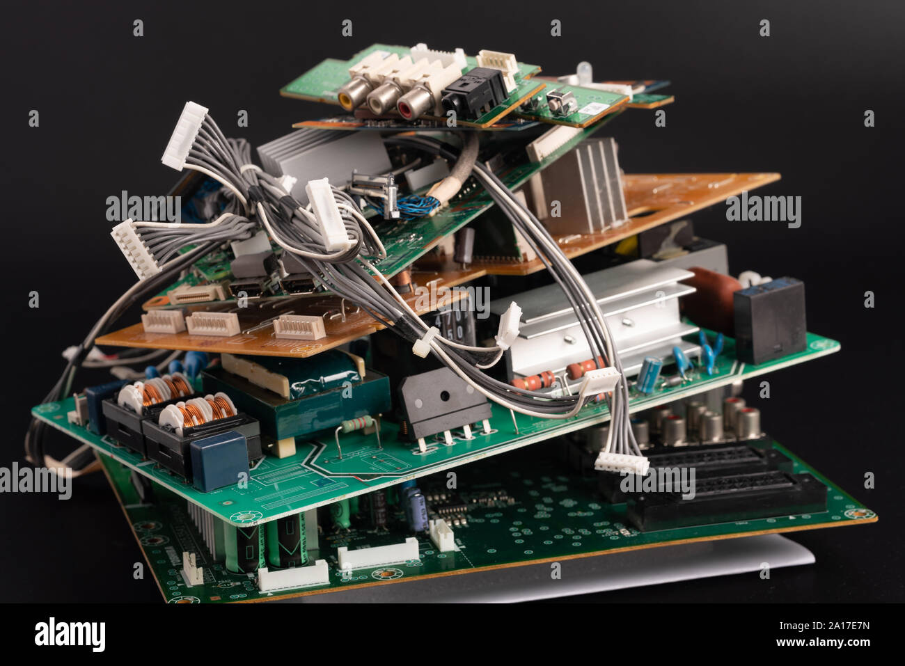 electronic PCB garbage as background from recycle industry and old ...