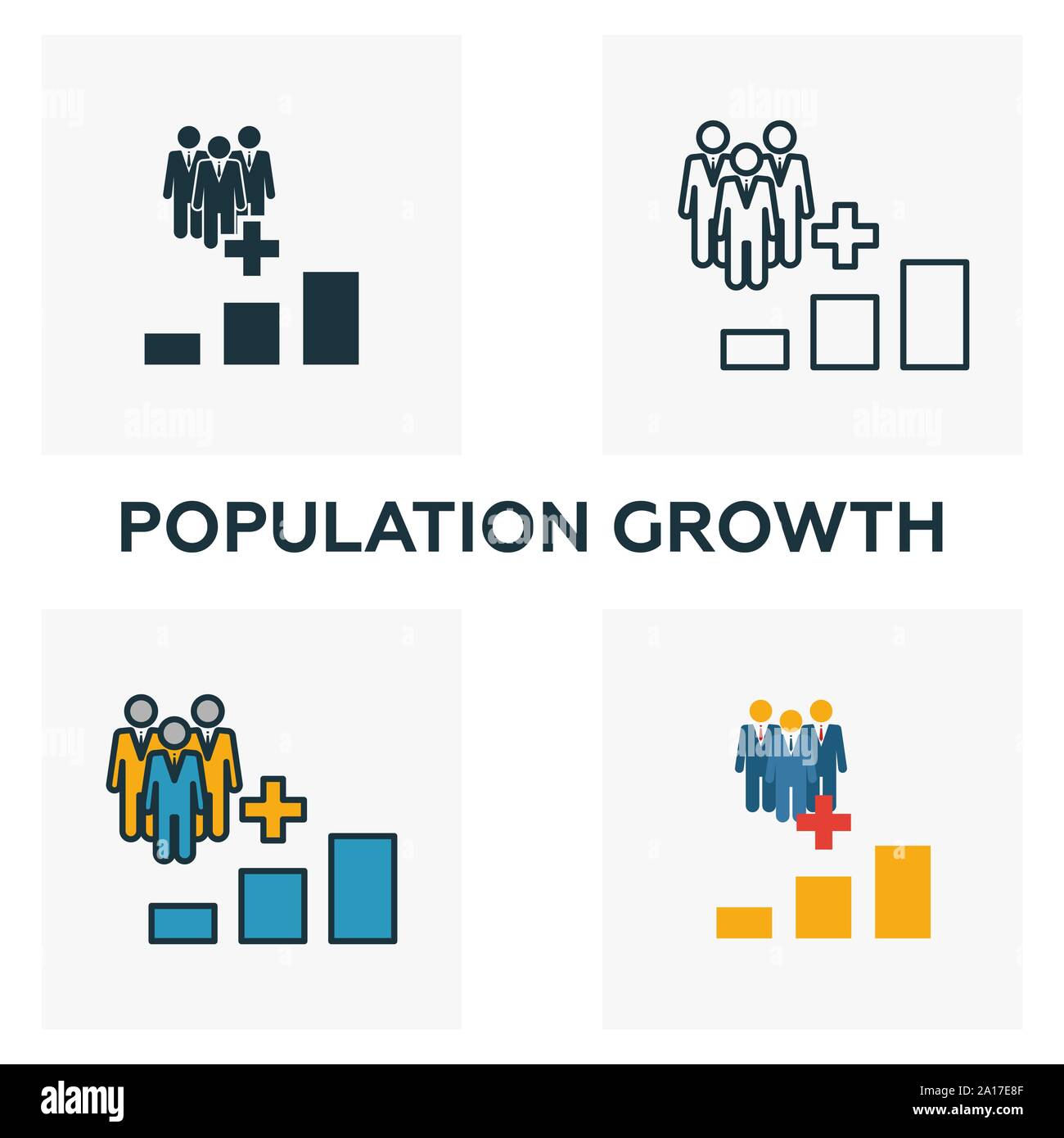 Population Growth icon set. Four elements in diferent styles from icons ...