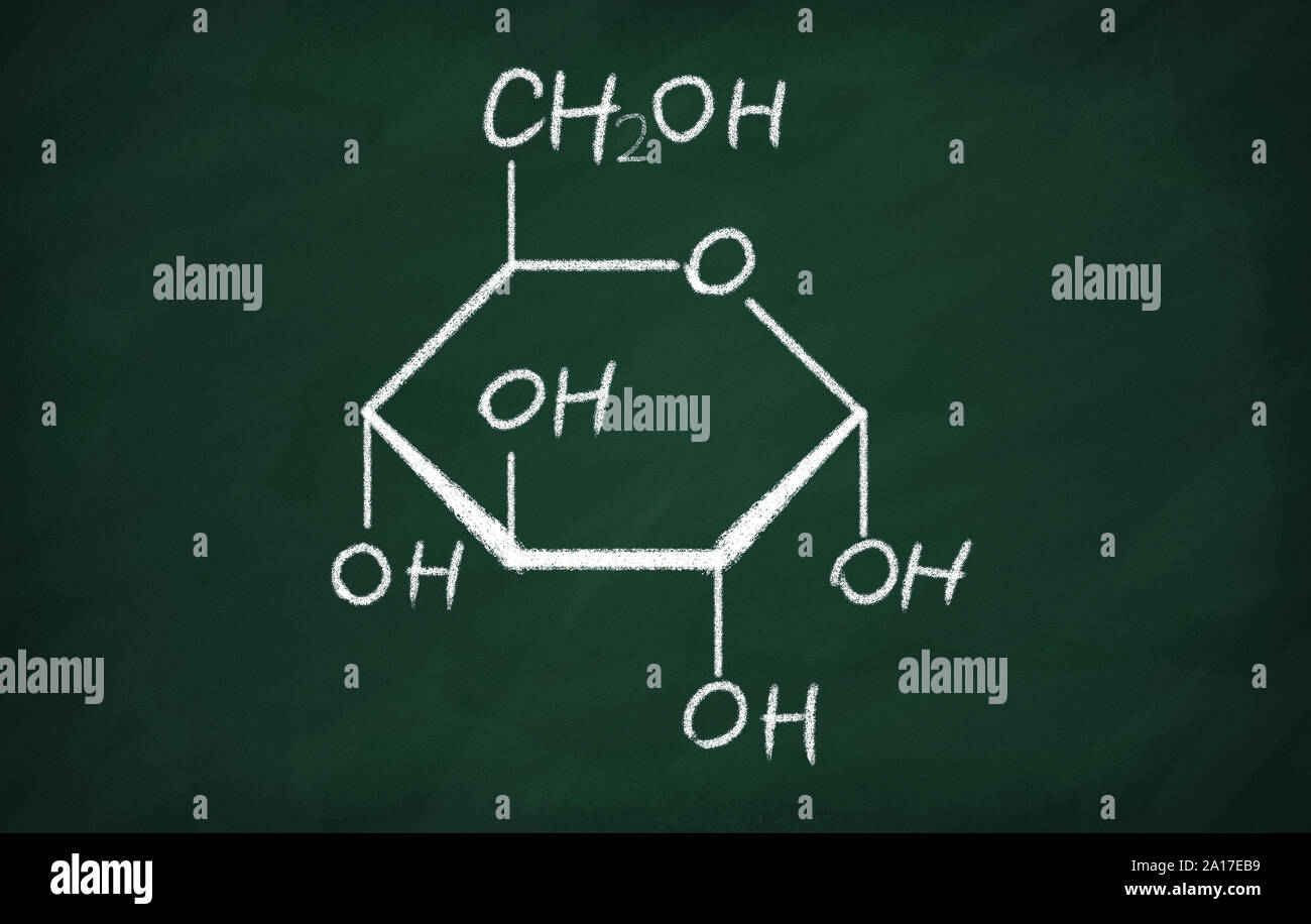 Structural model of Glucose on the blackboard Stock Photo - Alamy