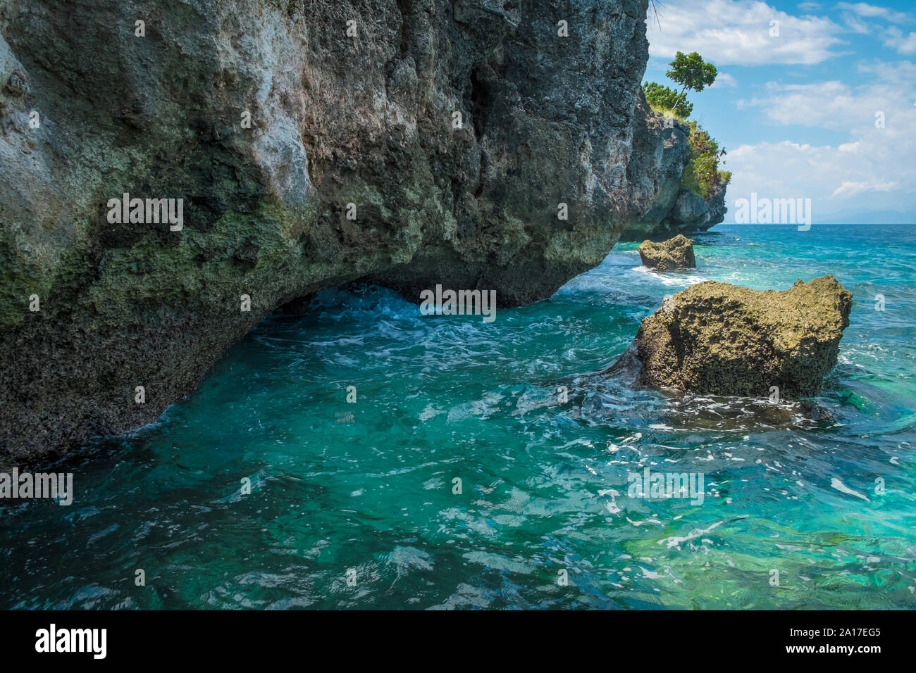 Rocks at the coast near General Santos on Mindanao in the Philippines ...