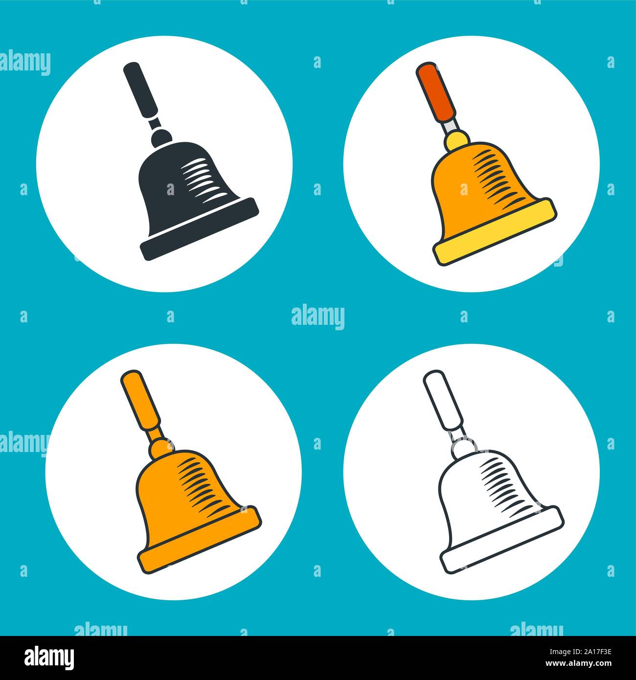 Set of outline icons of vintage school bell Stock Vector Image & Art ...
