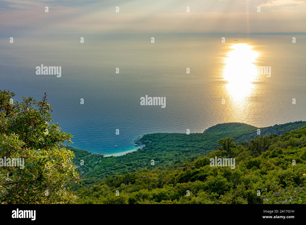 Hidden Lubenice beach in Cres island Croatia with crystal clear ...