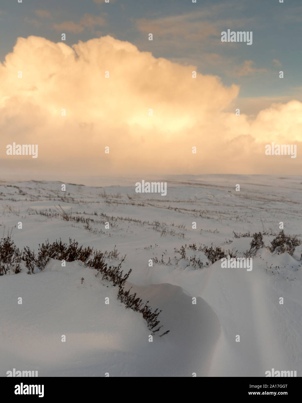 Winter scene in the North York Moors national park showing the drift of ...