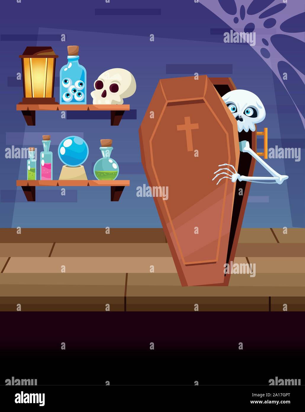 Skeleton in coffin Stock Vector Images - Alamy