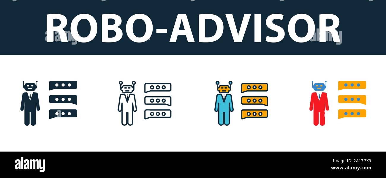 Robo-Advisor icon set. Premium symbol in different styles from fintech ...