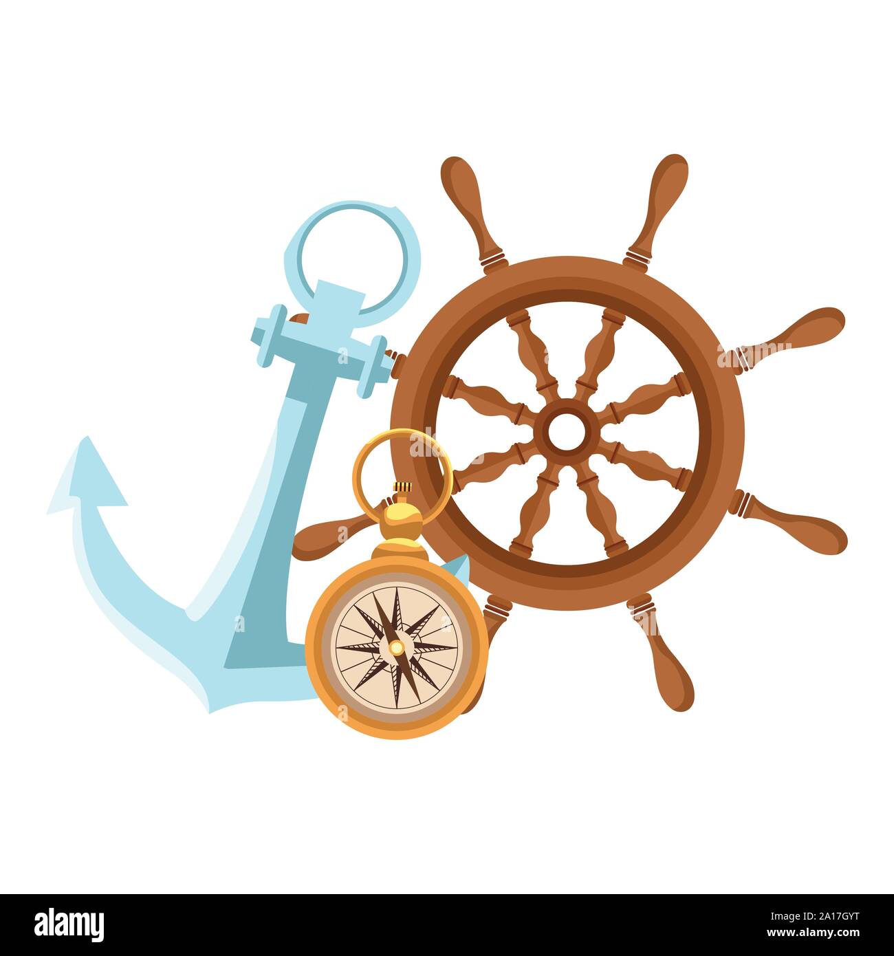 marine navigation helm with anchor Stock Vector Image & Art - Alamy