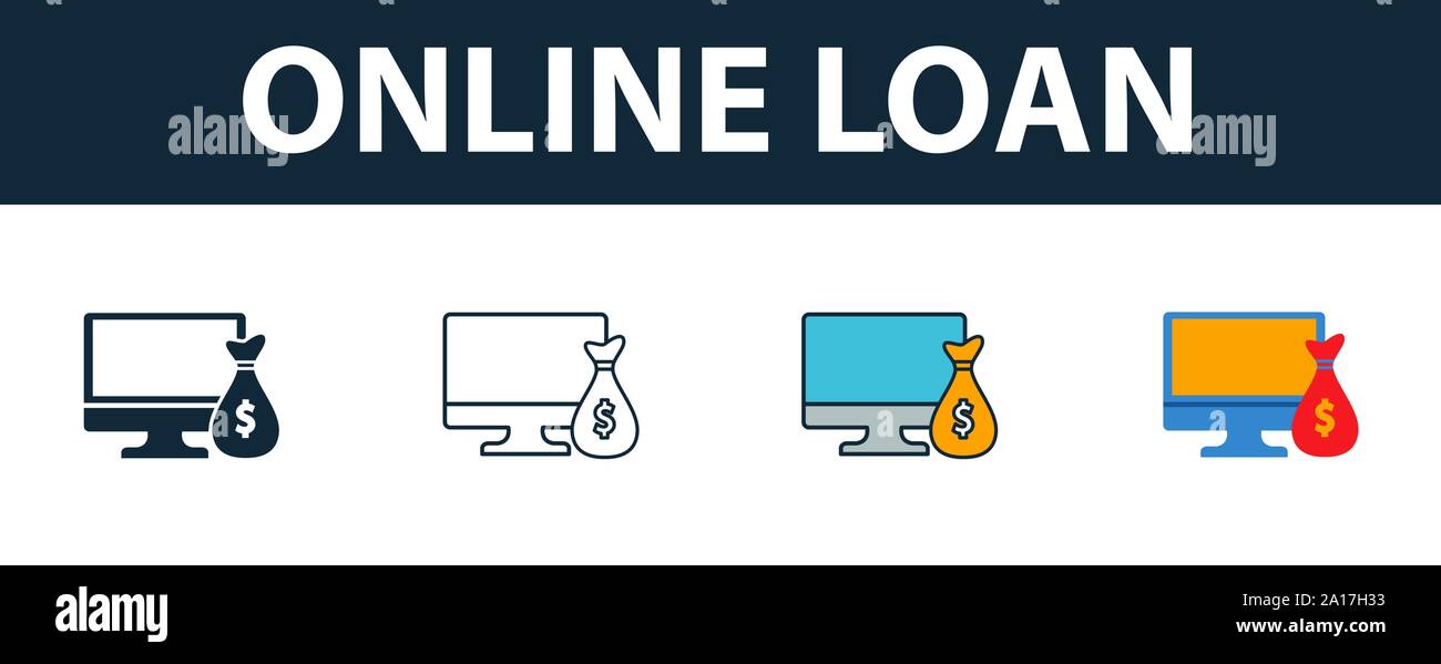 Online Loan icon set. Premium symbol in different styles from fintech ...