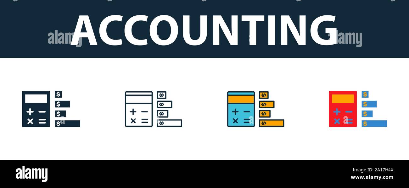 Accounting icon set. Premium symbol in different styles from fintech ...