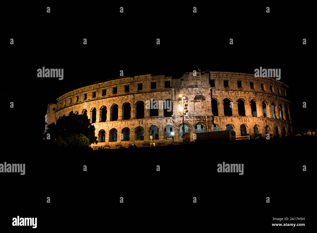 Roman Amphitheatre Pula Arena in Croatia Illuminated In The Night Stock ...