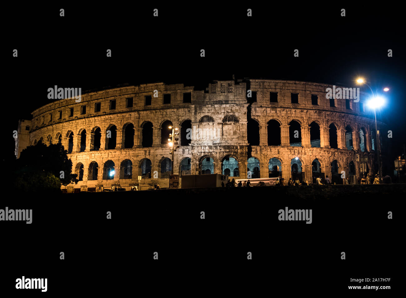 Roman Amphitheatre Pula Arena in Croatia Illuminated In The Night Stock ...