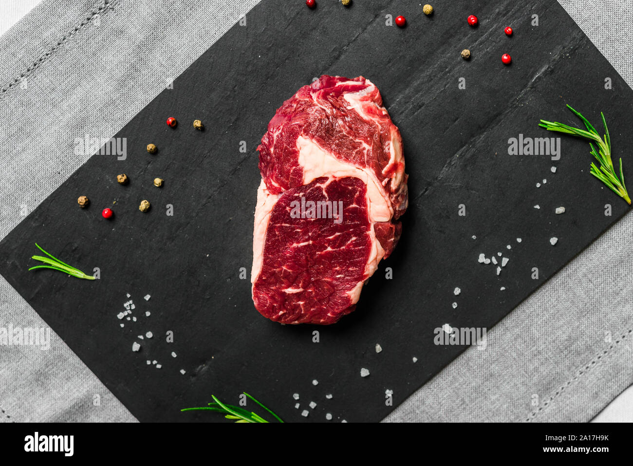 Colorful steak meat from angus wagyu beef against black background ...