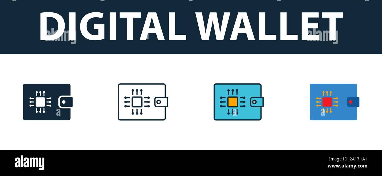 Digital Wallet icon set. Premium symbol in different styles from ...