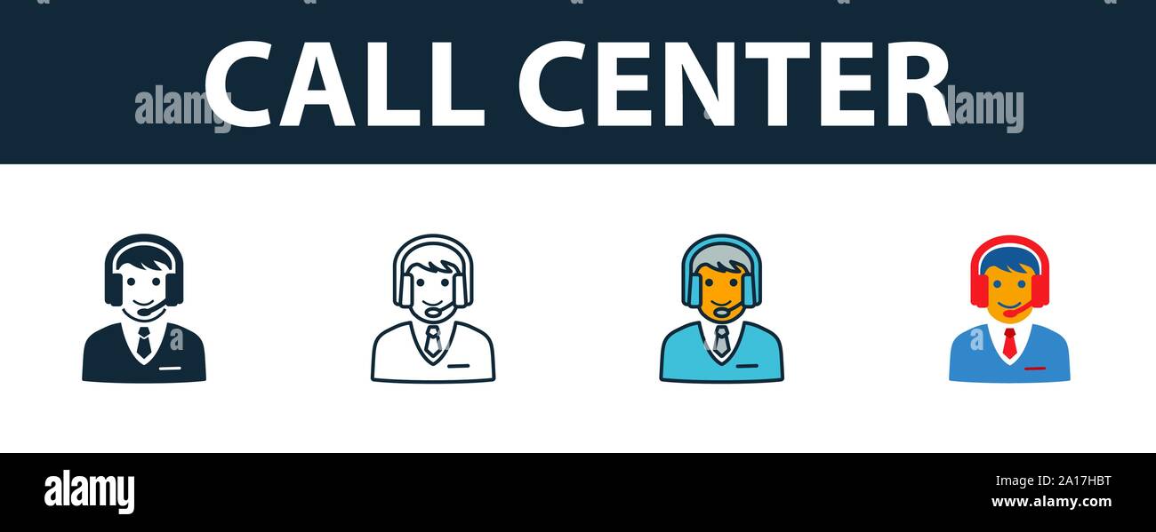 Call Center icon set. Premium symbol in different styles from customer ...