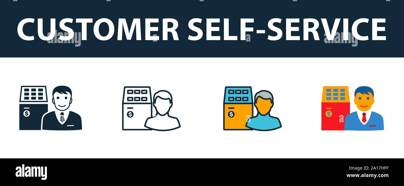 Customer Self-Service icon set. Premium symbol in different styles from ...