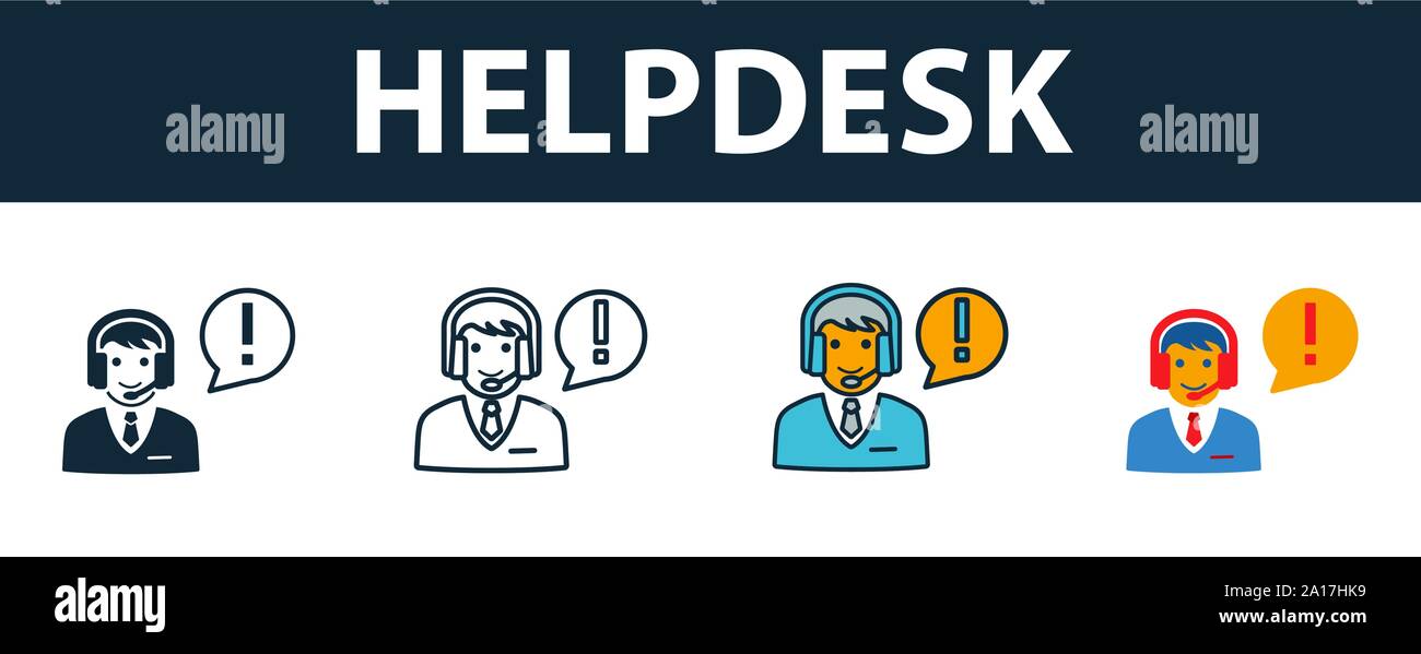 Helpdesk icon set. Premium symbol in different styles from customer ...