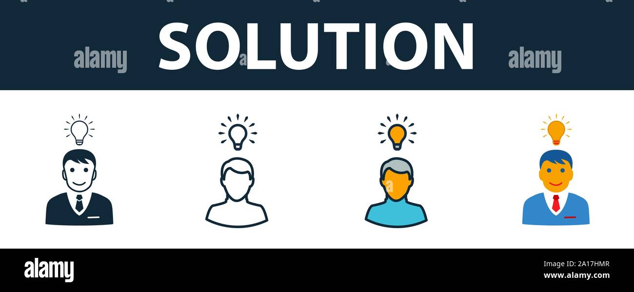 Solution icon set. Premium symbol in different styles from customer ...